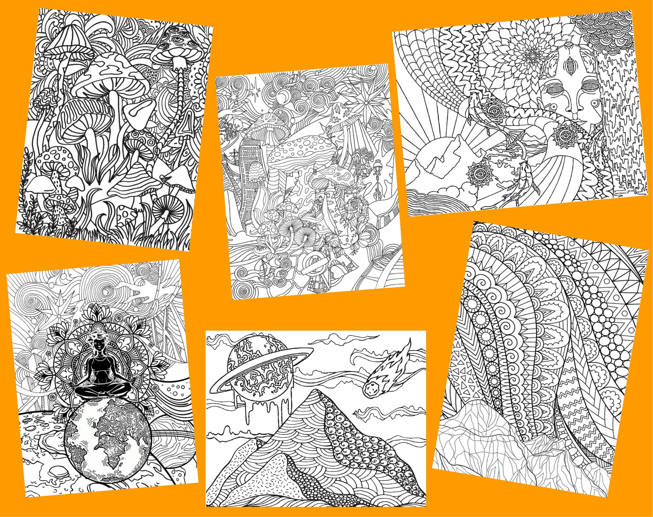 Psychedelic Printable Coloring Book | Digital | Instant Download ...