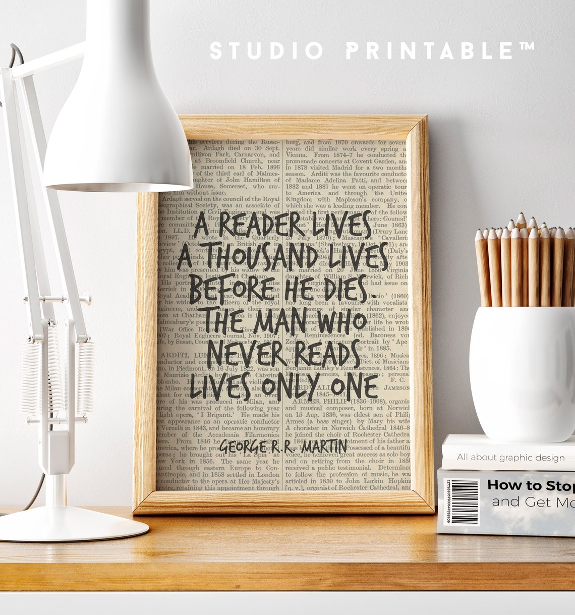 Book Quote Poster George R.R. Martin Quote A Reader Lives a | Etsy