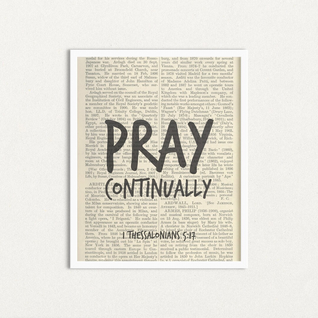 Pray Continually Scripture Art Print, Christian Bible Verse (instant ...