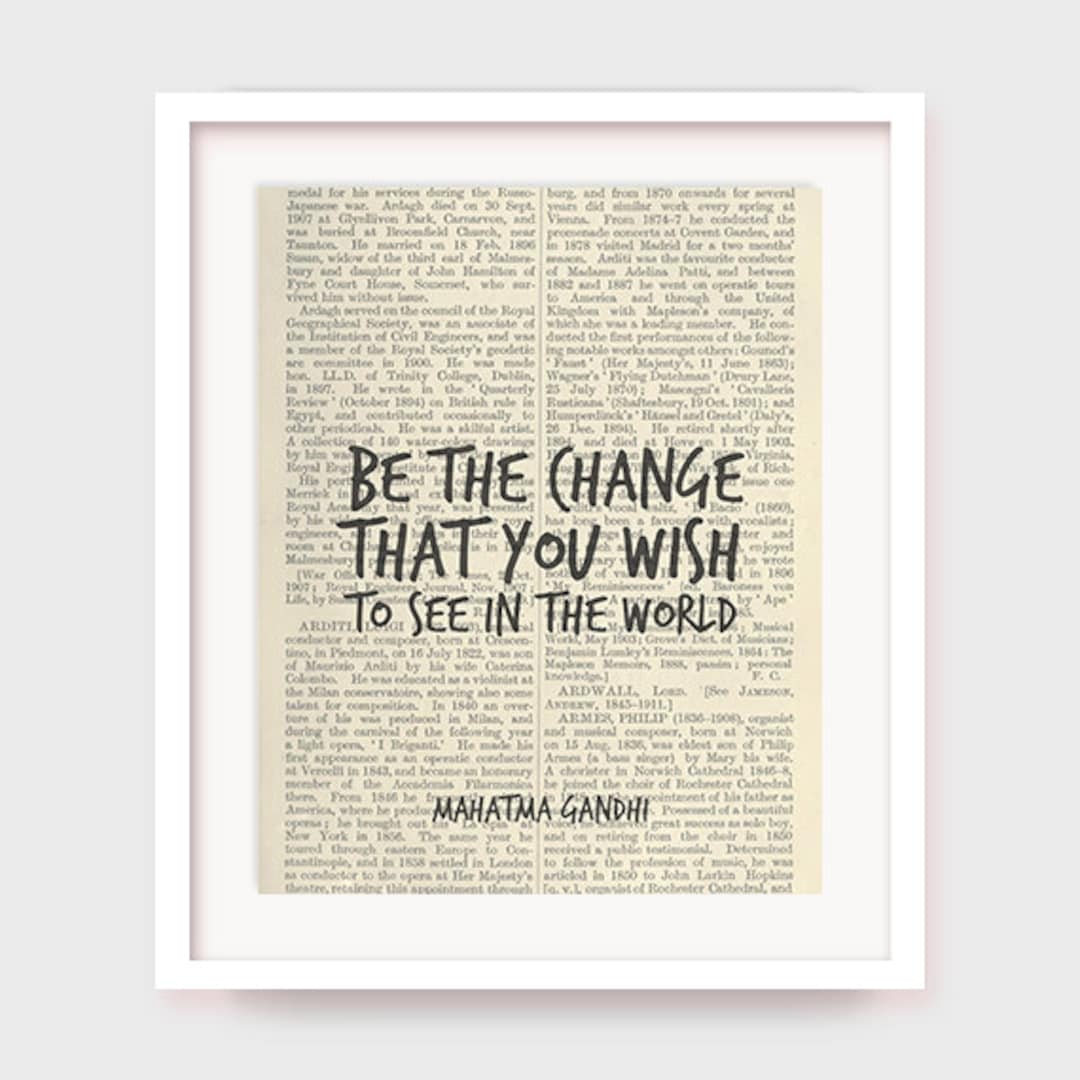 Inspirational Quote Poster, Gandhi Quote Printable Art, Be the Change ...