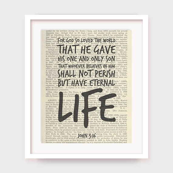 Bible Verse Art Print John 3:16 for God so Loved the World - Etsy