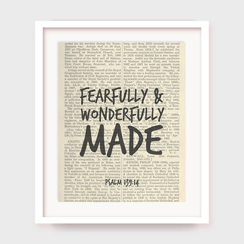 Nursery Bible Verse Art, Fearfully & Wonderfully Made, Psalm 139:14 ...