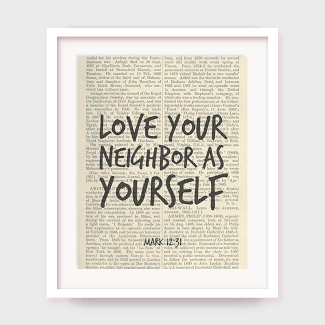 Instant Download Bible Verse, Love Your Neighbor as Yourself, Mark 12: ...