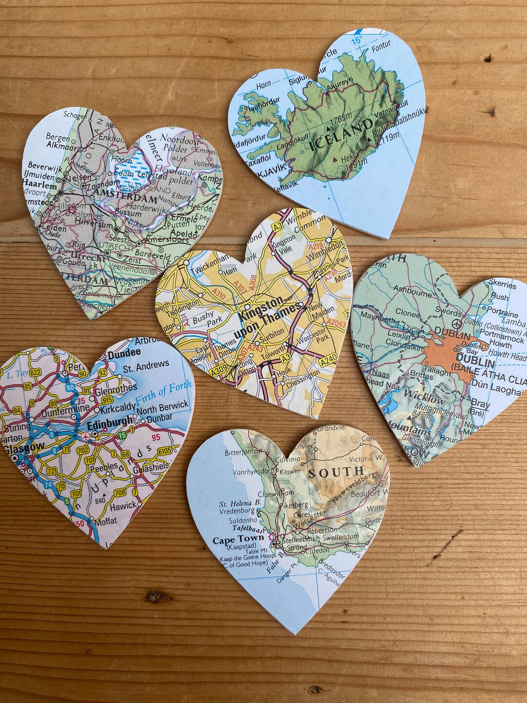 Mini Wooden Map Hearts - Etsy