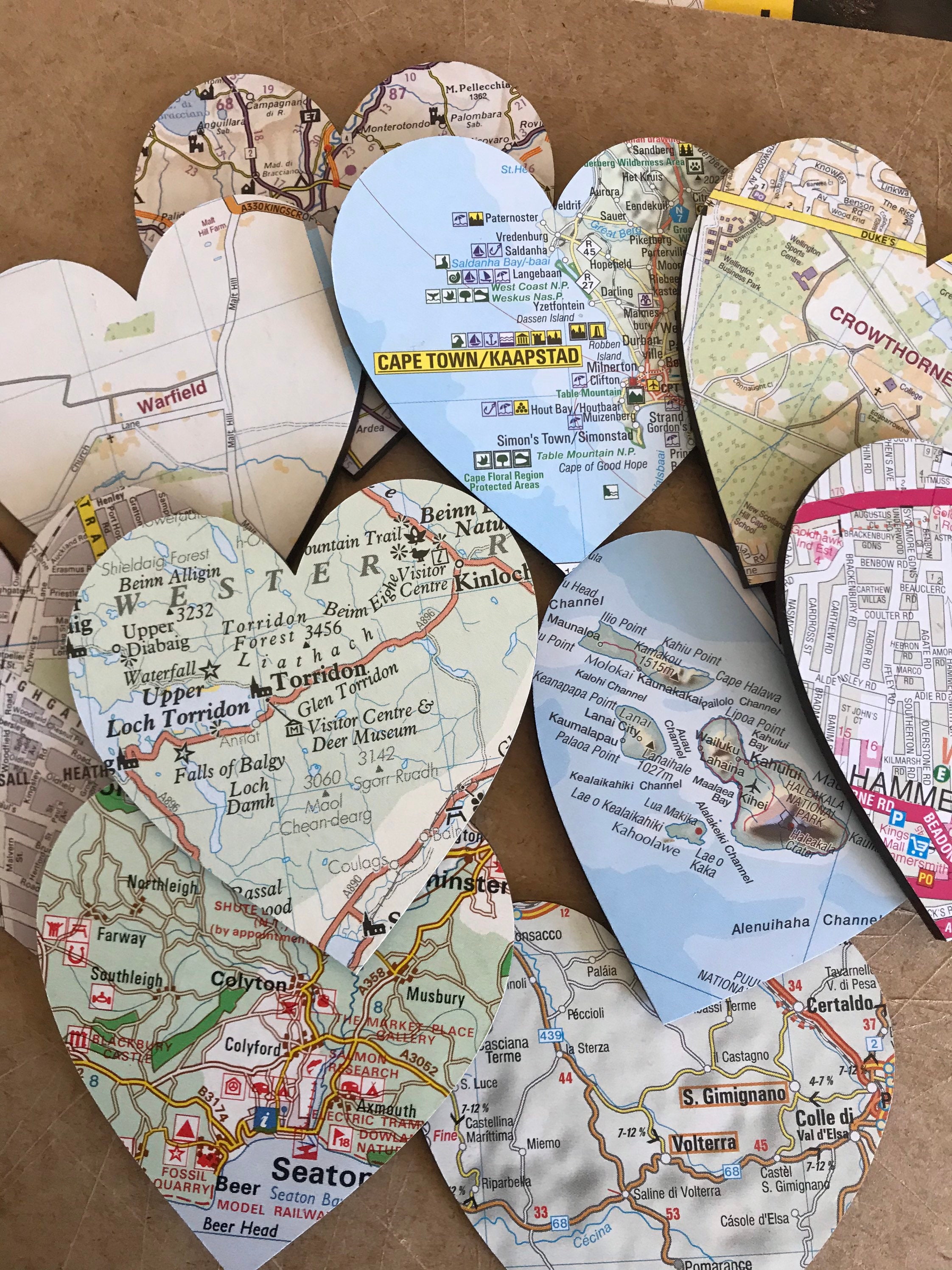 Individual Map Hearts | Etsy UK