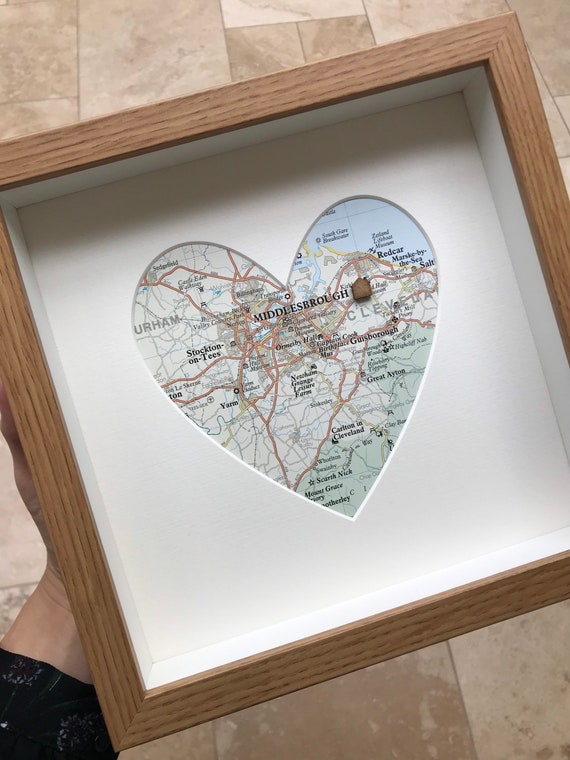 Heart Shaped Map in Box Frame | Etsy