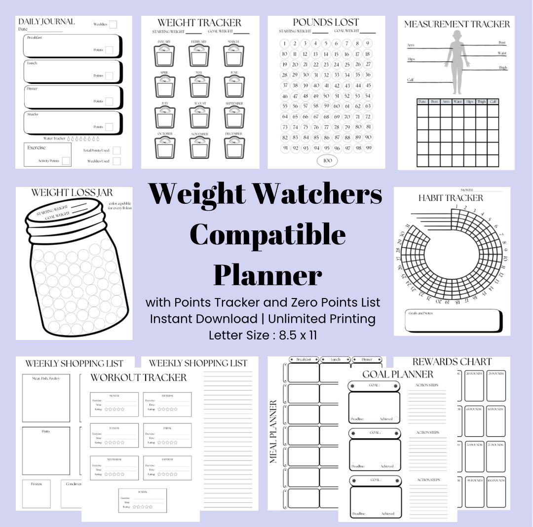 Printable Sheets Points Weight Watchers