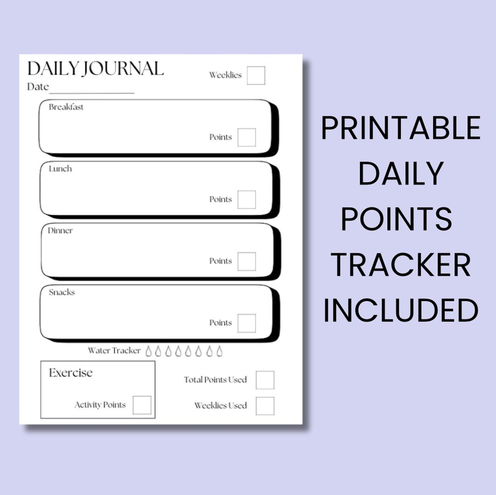 Weight Watchers Compatible Planner - Points Tracker, Planner Insert ...