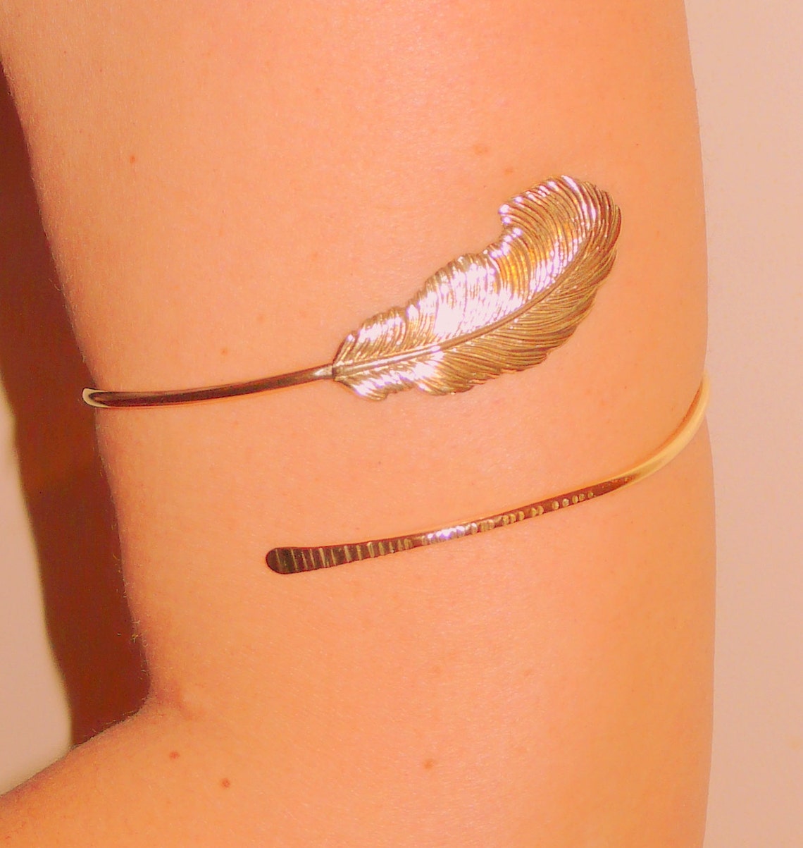 Arm Cuff Leaf Upper Arm Band Made of Gold Brass Wire and - Etsy