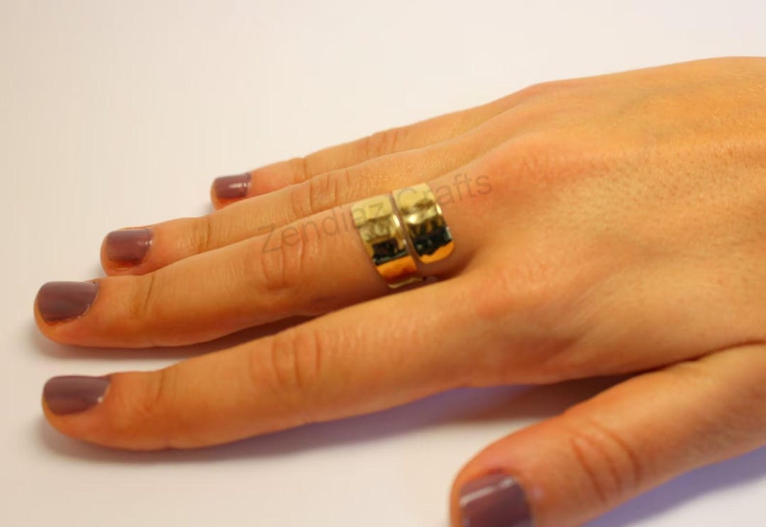 Minimalist Hammered Gold-silver Ring Elegant Design Handmade ,sterling ...