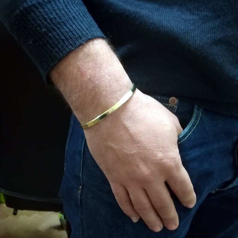 Men's Brass Bracelet Bracelet Wide Rustic Bar Men's - Etsy