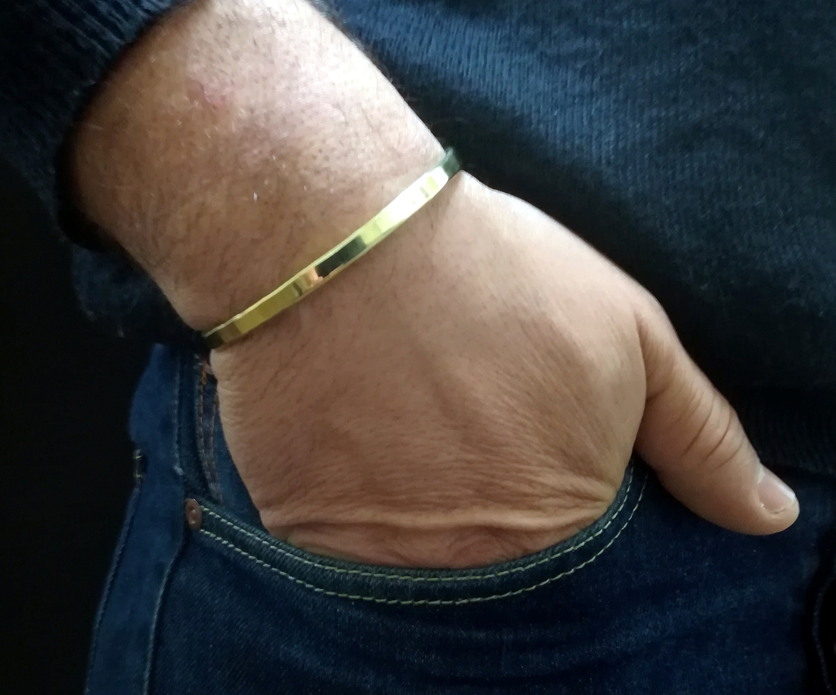 Men's Brass Bracelet Bracelet Wide Rustic Bar Men's | Etsy