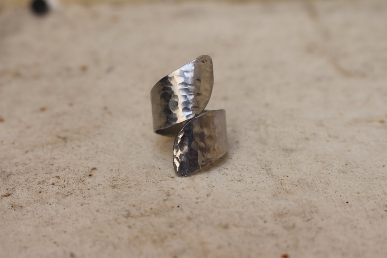 Hammered Long Cuff Ring Minimalist Gold Silver Handmade | Etsy