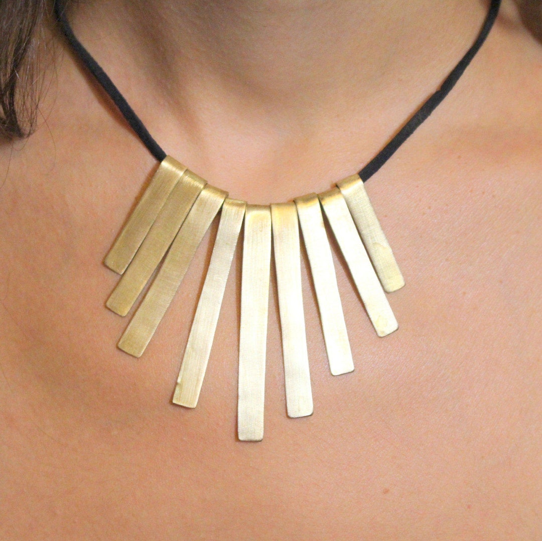 Bib Long Bar Sticks Statement Necklace Gold Silver Necklace - Etsy