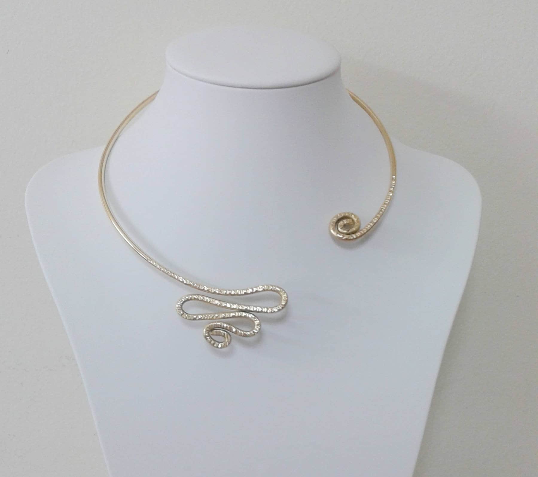 Wire Wrapped and Hammered Choker Necklace Made of - Etsy