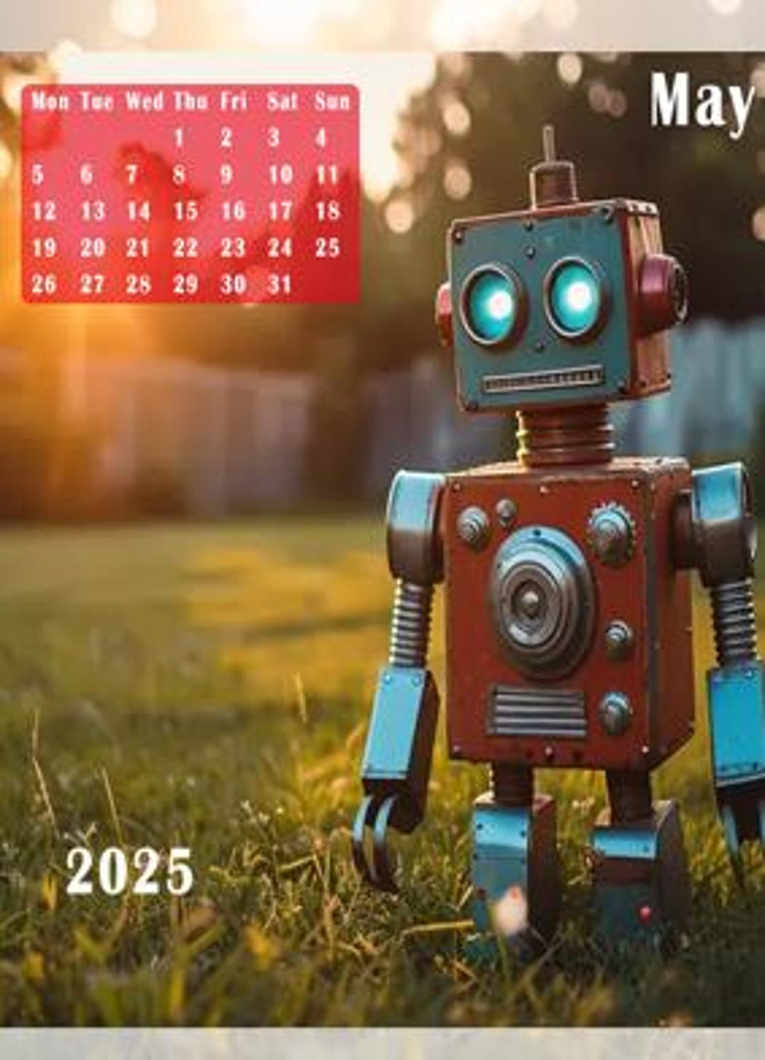 Vintage Robot 2025 Calendar - A4 Printable - Etsy