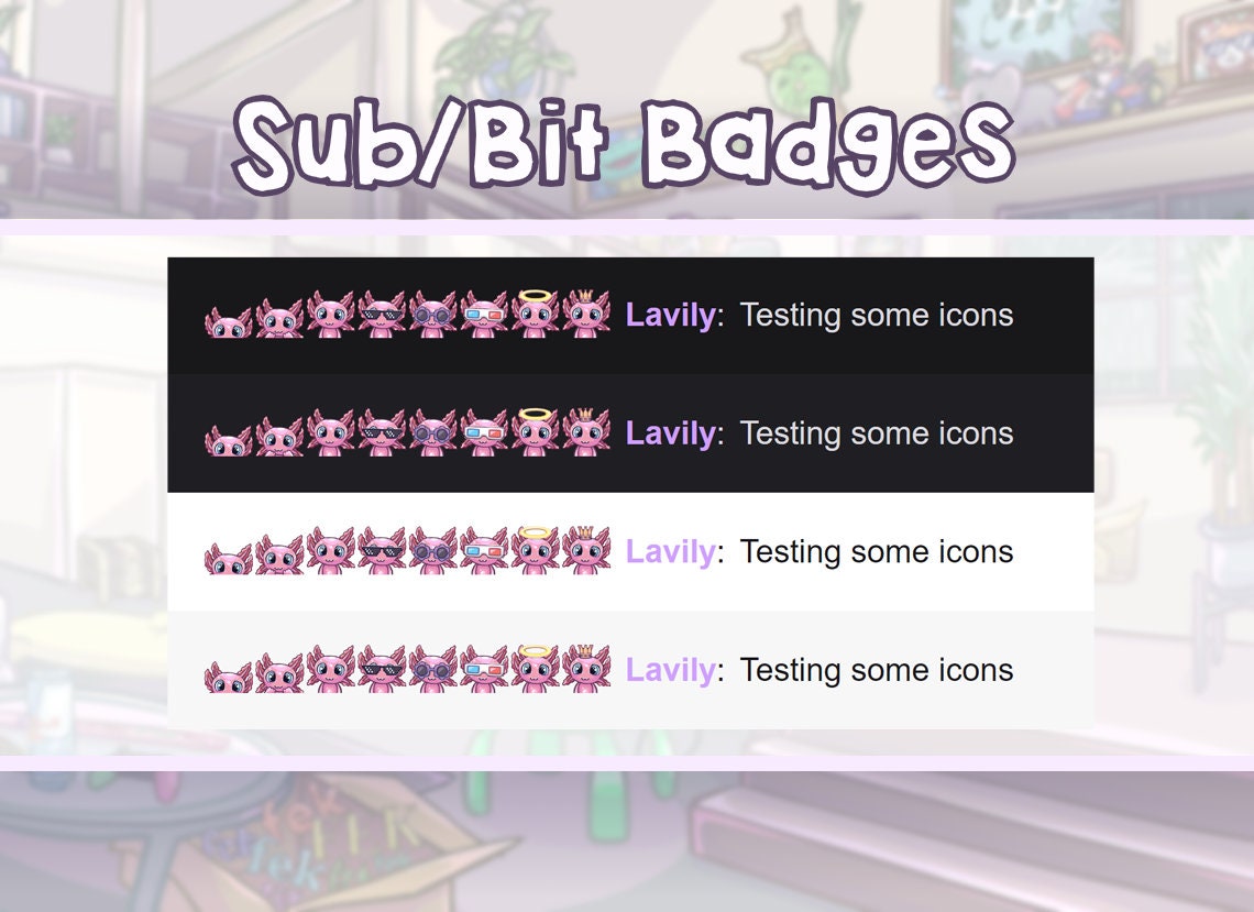 Cute AXOLOTL Sub Badges / Bit Badges for Your Twitch Channel - Etsy