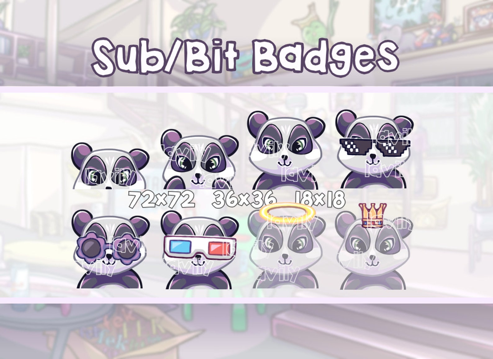 Sweet PANDA Sub Badges / Bit Badges for Your Twitch Channel - Etsy
