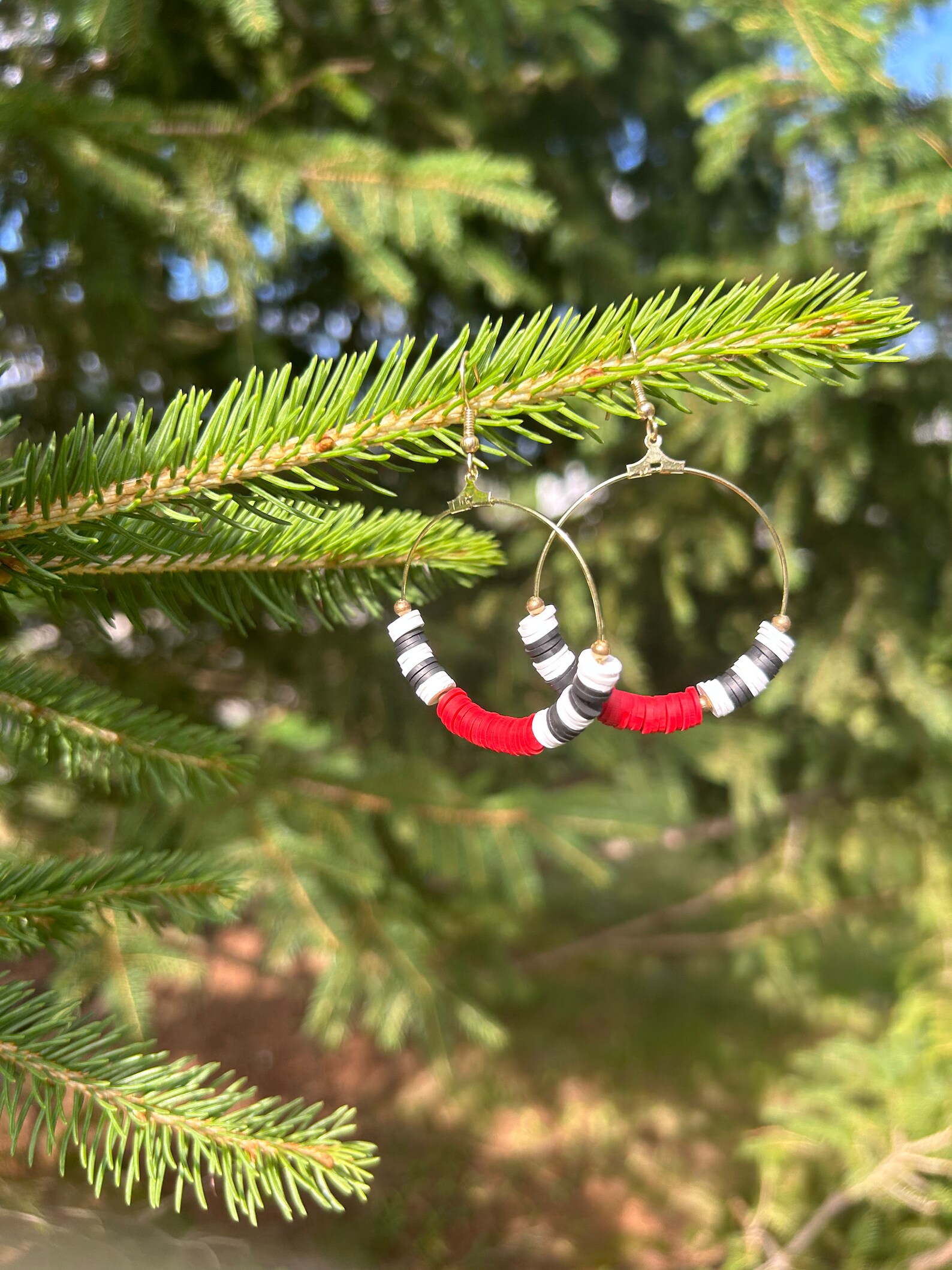 Ladybug Luck Heishi Disc Bead Hoop Earrings | Evil Eye | Lightweight ...