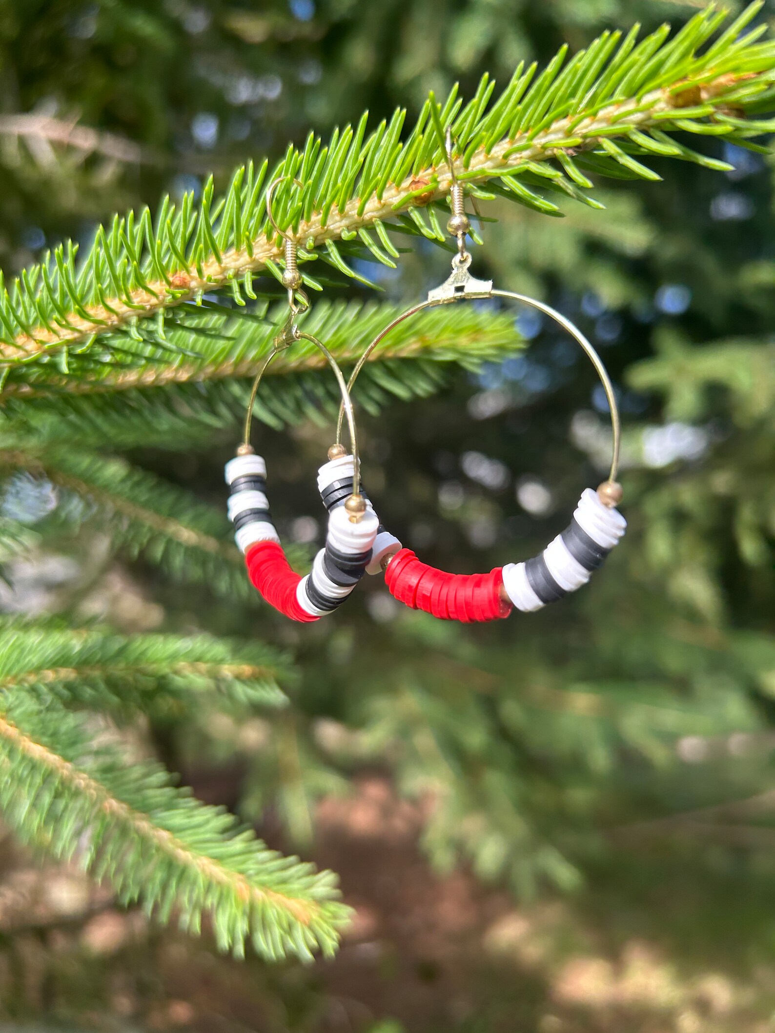 Ladybug Luck Heishi Disc Bead Hoop Earrings | Evil Eye | Lightweight ...
