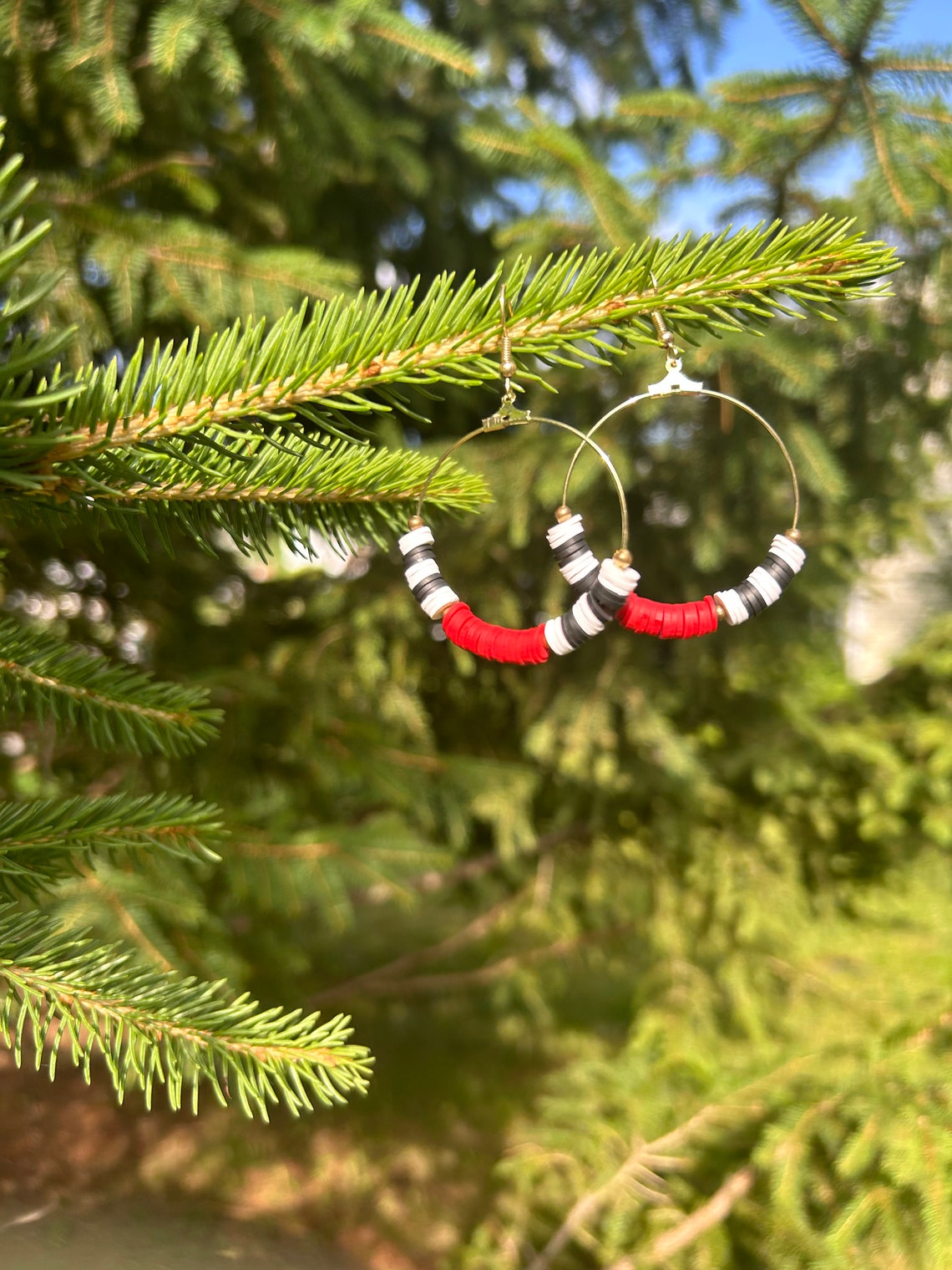 Ladybug Luck Heishi Disc Bead Hoop Earrings | Evil Eye | Lightweight ...
