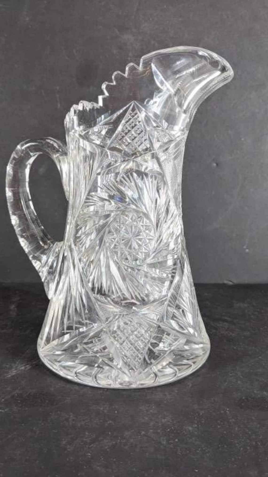 American Brilliant Cut Glass Pitcher 1900's - Etsy