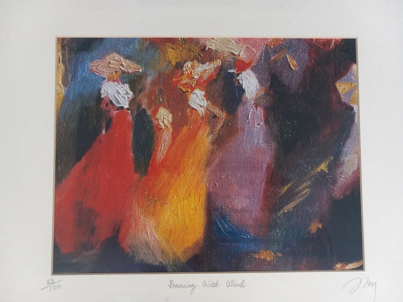 Vintage Beautiful Lithograph Print 'dancing With Wind Limited Edition ...