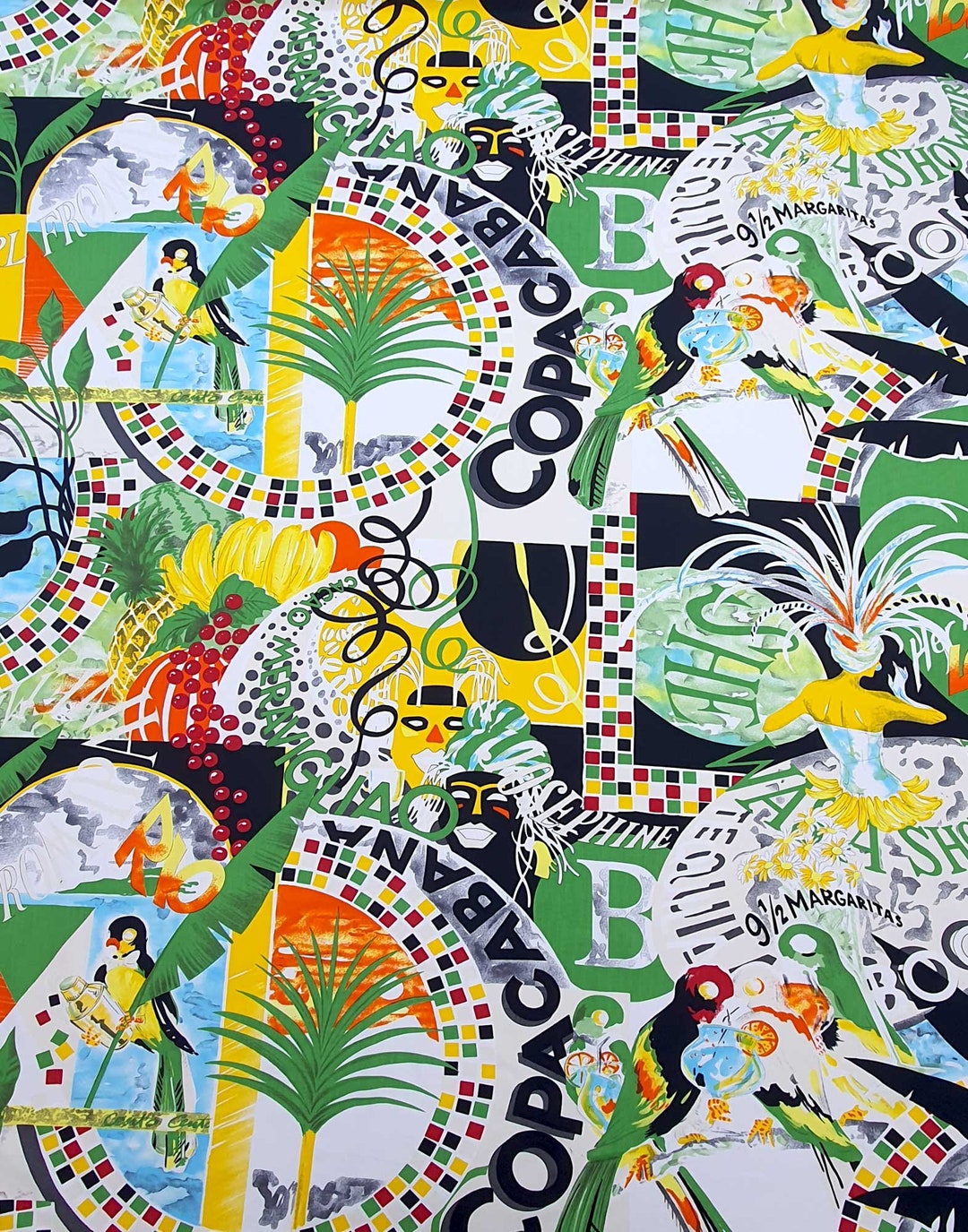 Italian Cotton Poplin Fabric | Copacabana Tropical Carnival Print ...