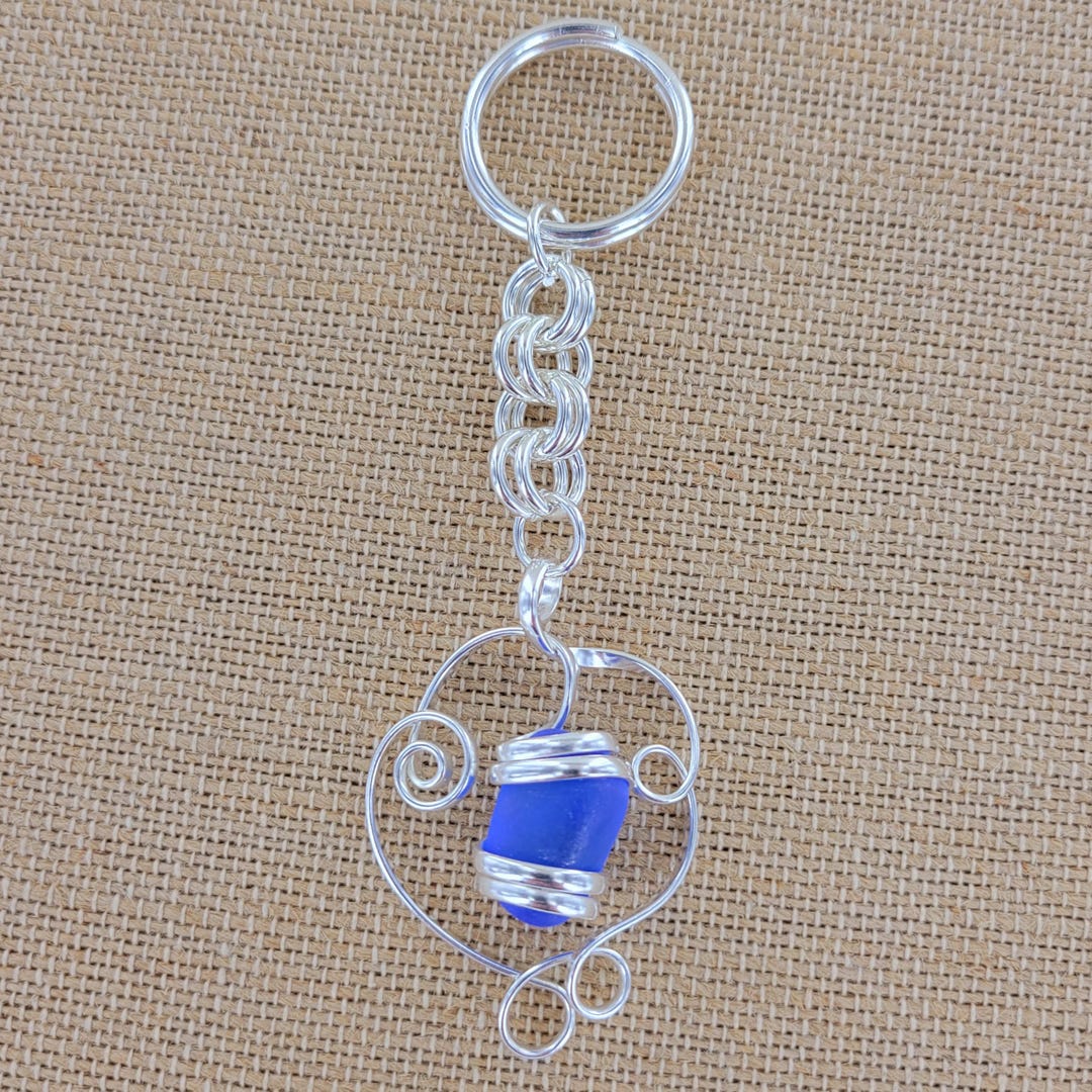 Cobalt Sea Glass Key Ring: ALP-SG-K1 - Etsy
