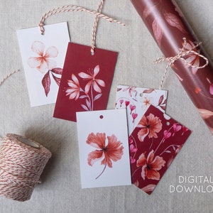 Printable Floral Valentine’s Day Gift Tags- Botanical Flower ...