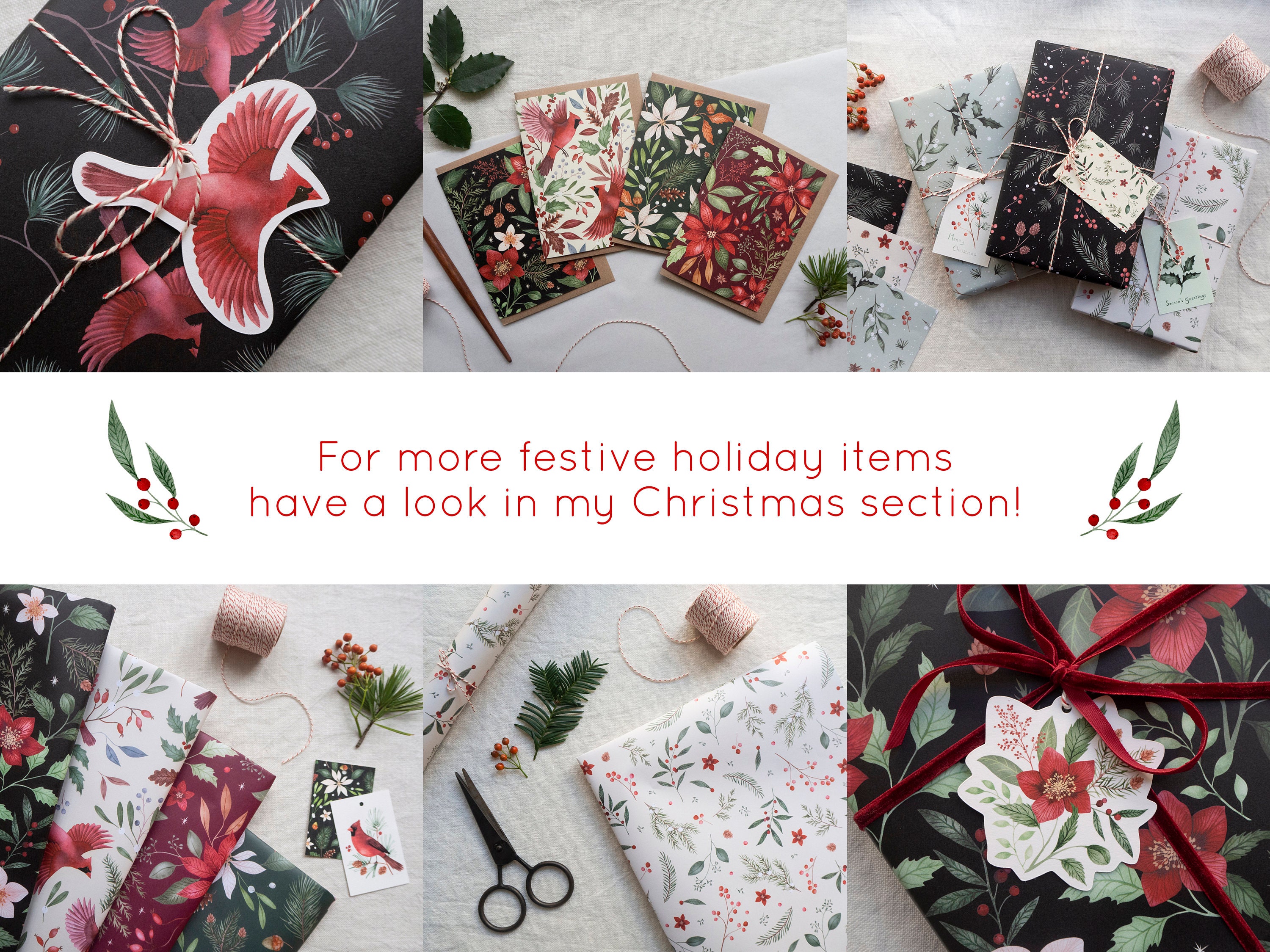 Set of 6 Christmas Rose Gift Tags Botanical Xmas Tags Die - Etsy