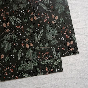 Christmas Wrapping Paper - Botanical Pattern - Fir and Berries Giftwrap ...