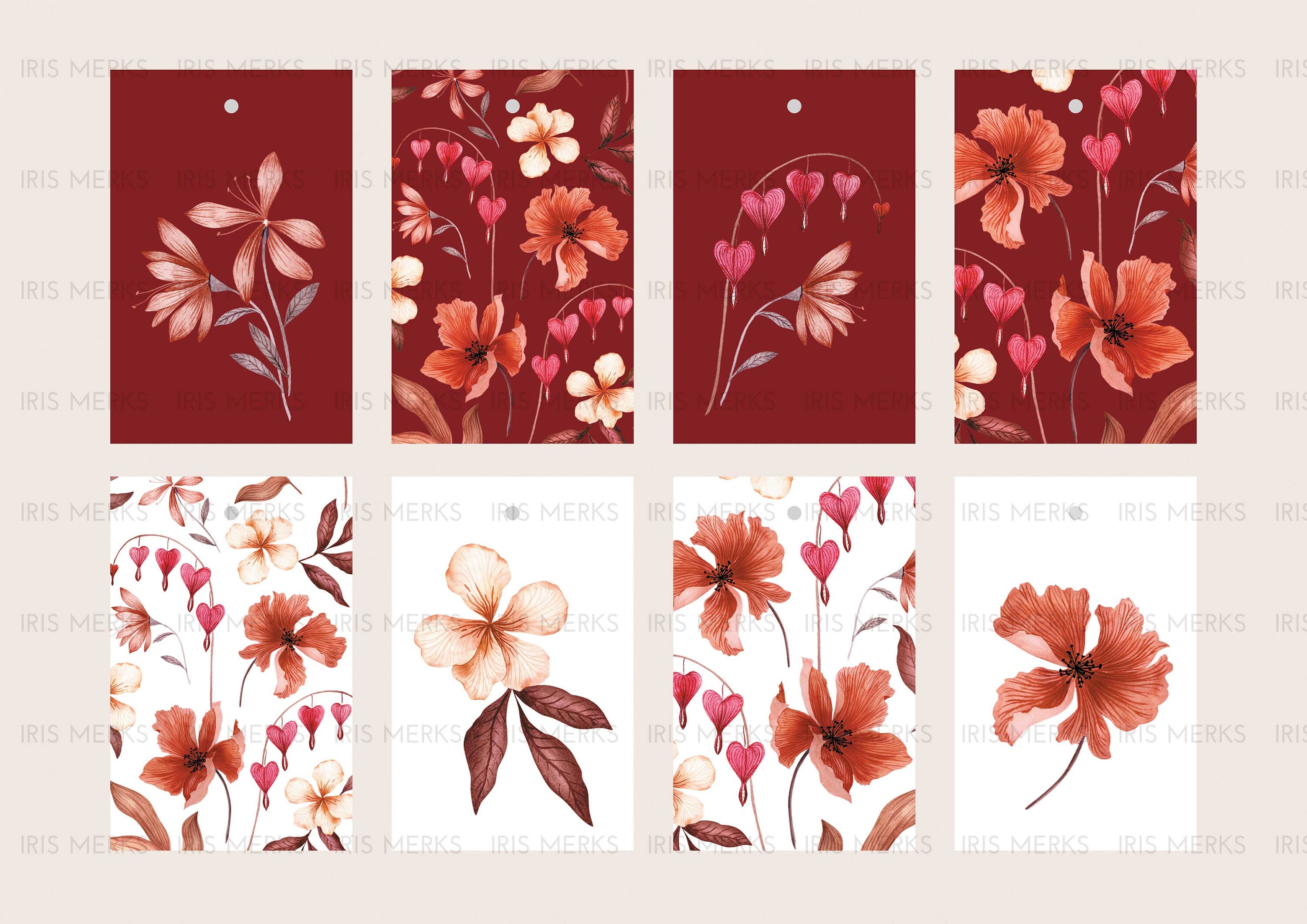 Printable Floral Valentines Day Gift Tags Botanical Flower Illustration ...