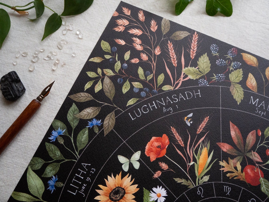 Wheel of the Year Pagan Holiday Calendar Botanical Art - Etsy Australia