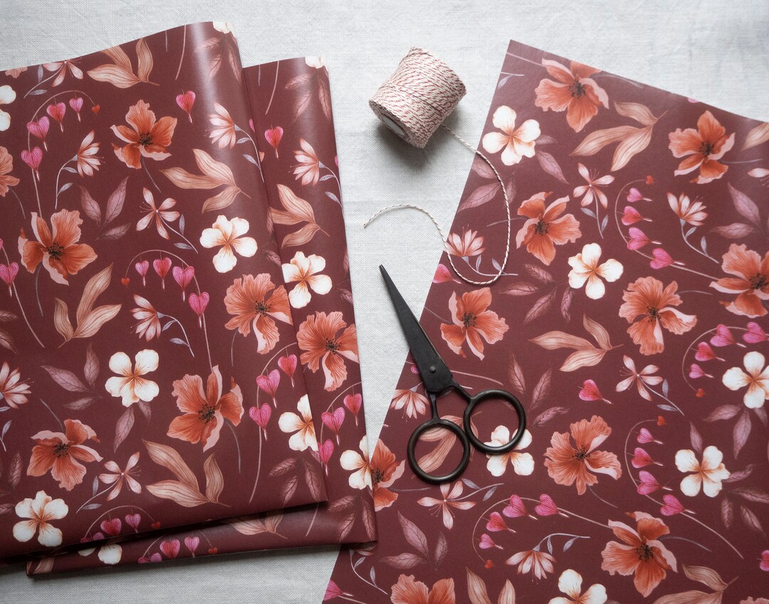 Floral Valentines Wrapping Paper - Botanical Pattern - Flower Giftwrap ...