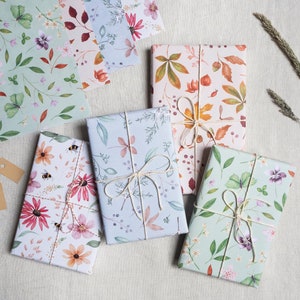Botanical Nature Wrapping Paper Set - Four Seasons Giftwrap Sheets ...