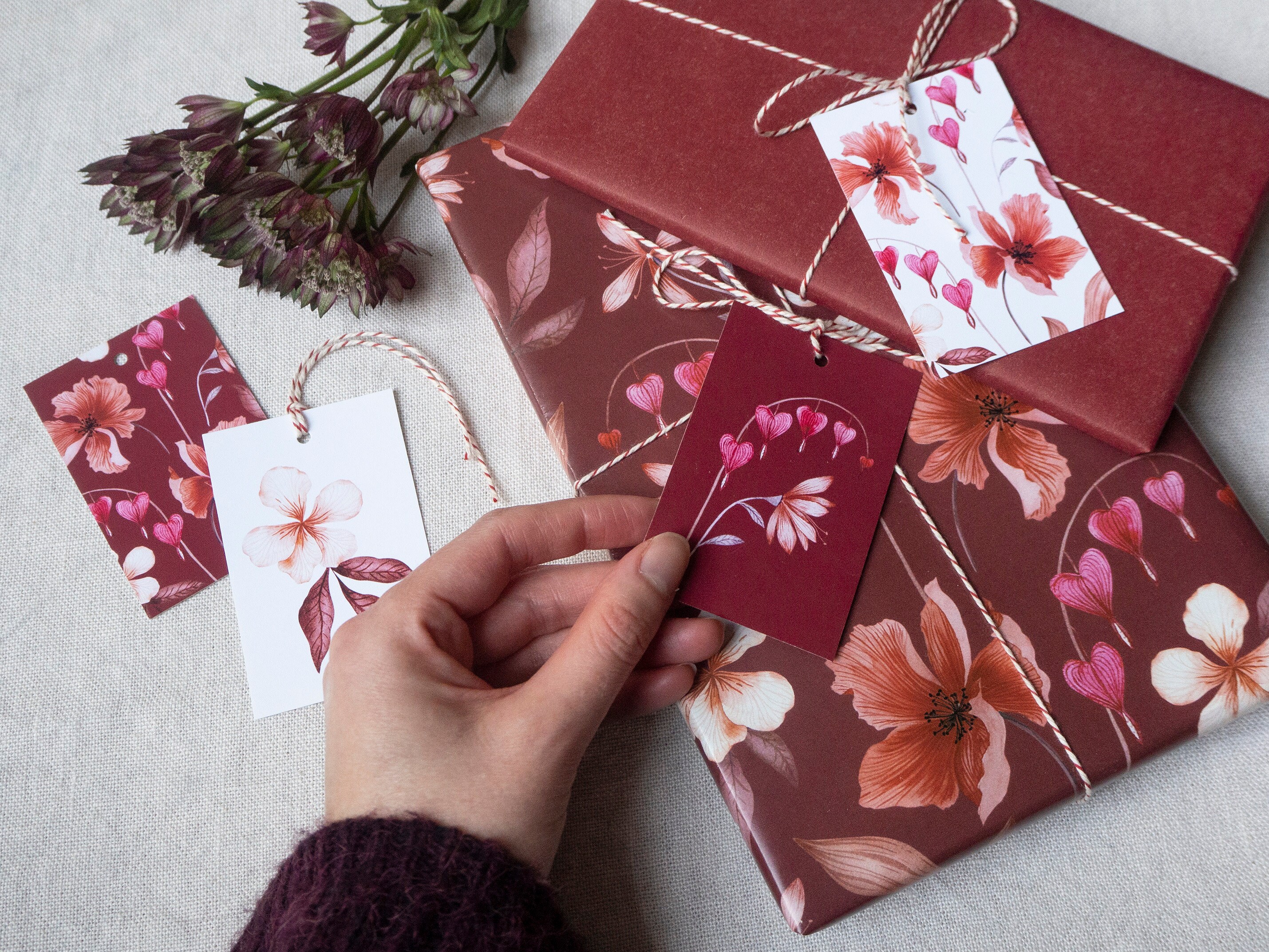 Printable Floral Valentines Day Gift Tags Botanical Flower Illustration ...