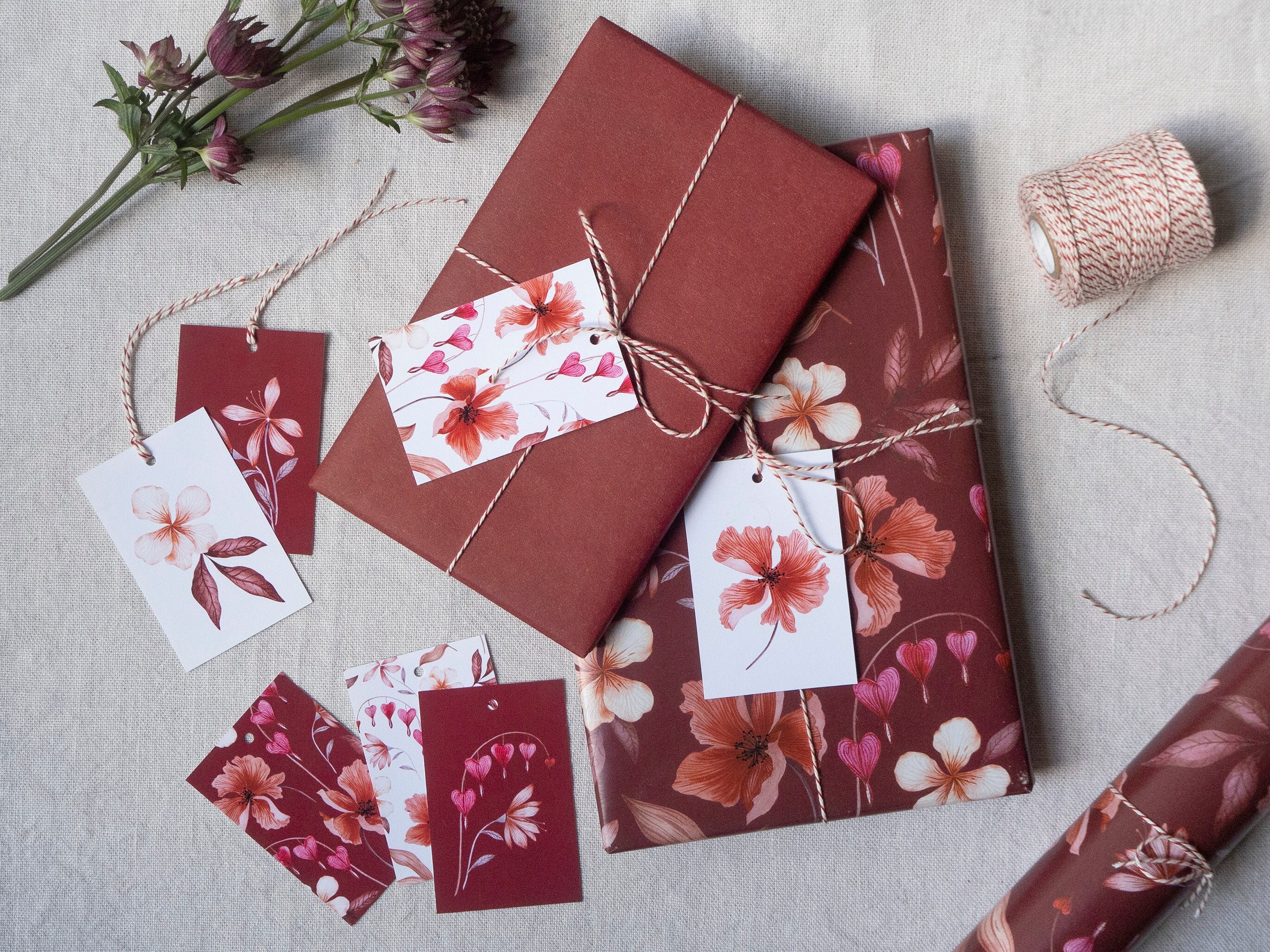 Printable Floral Valentines Day Gift Tags Botanical Flower Illustration ...