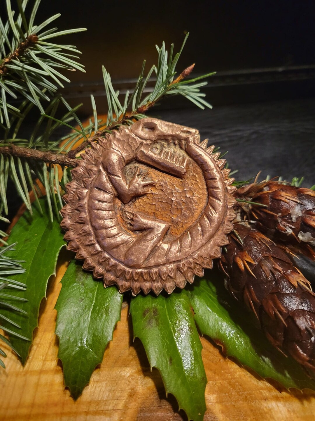 Reclaimed Copper Repoussé Alligator Ouroboros Talisman - Etsy