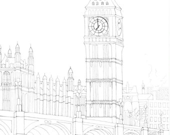 Big Ben Coloring Page - Etsy