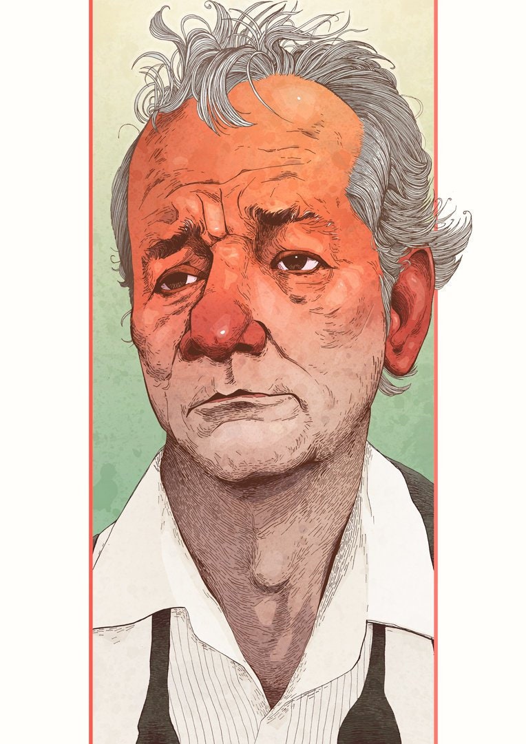 Bill Murray Illustrated Portrait Print - Etsy