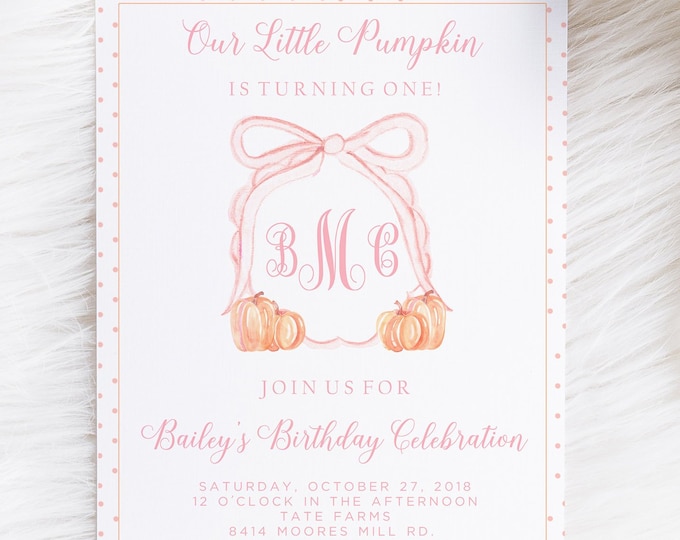 Pumpkin Birthday Invitation, Pumpkin Invite, Our Little Pumpkin ...
