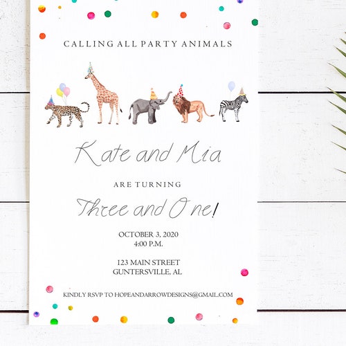 Party Animal Birthday Invitation - Etsy