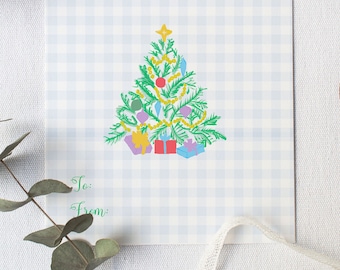 Watercolor Pink Santa Christmas Gift Tags - Etsy