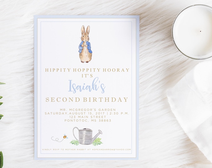 Peter Rabbit Birthday Invitation, Peter Rabbit Invitation, Peter Rabbit ...
