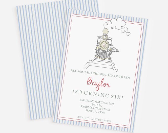 Train Invitation, Classic Train Invitation, Train Invite, Chugga Chugga ...