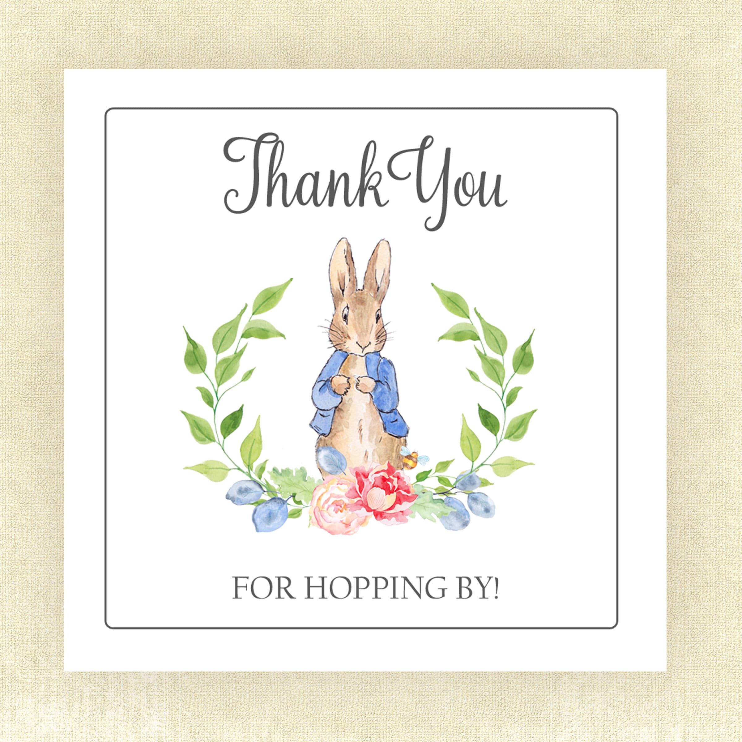 Peter Rabbit Favor Tag Thanks for Hopping By Peter Rabbit - Etsy