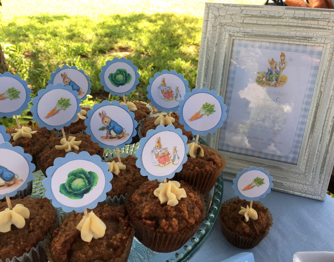 Peter Rabbit Simple Cupcake Toppers Peter Rabbit Party Peter | Etsy