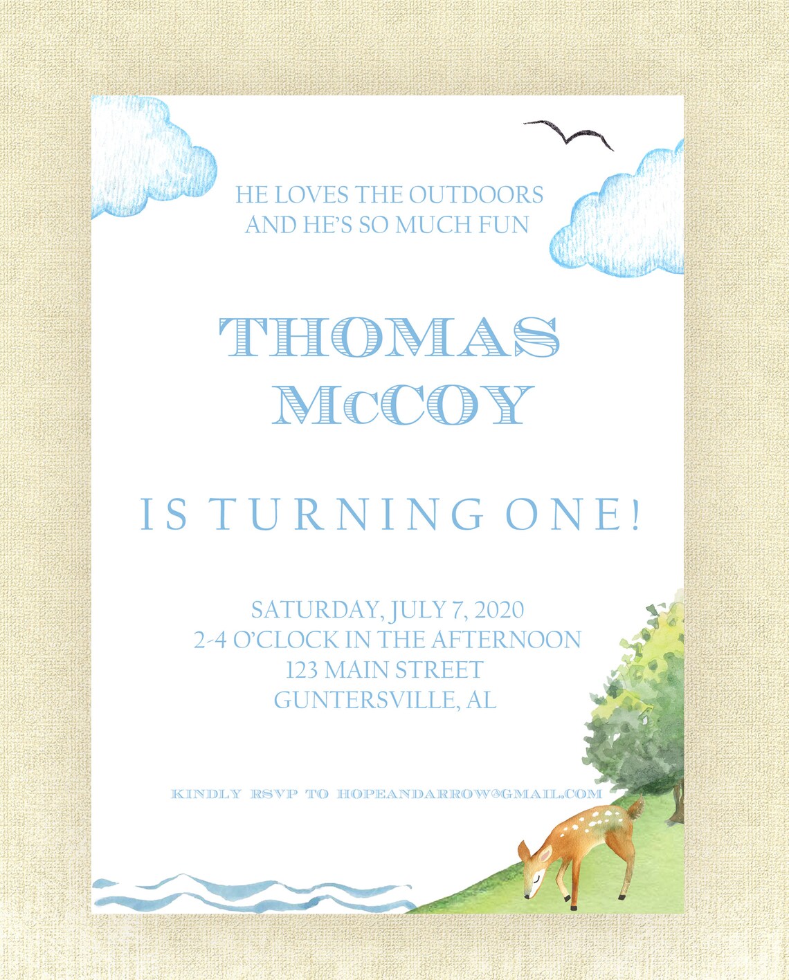 Outdoors Invitation, Outdoors Birthday Invitation, Deer Birthday ...