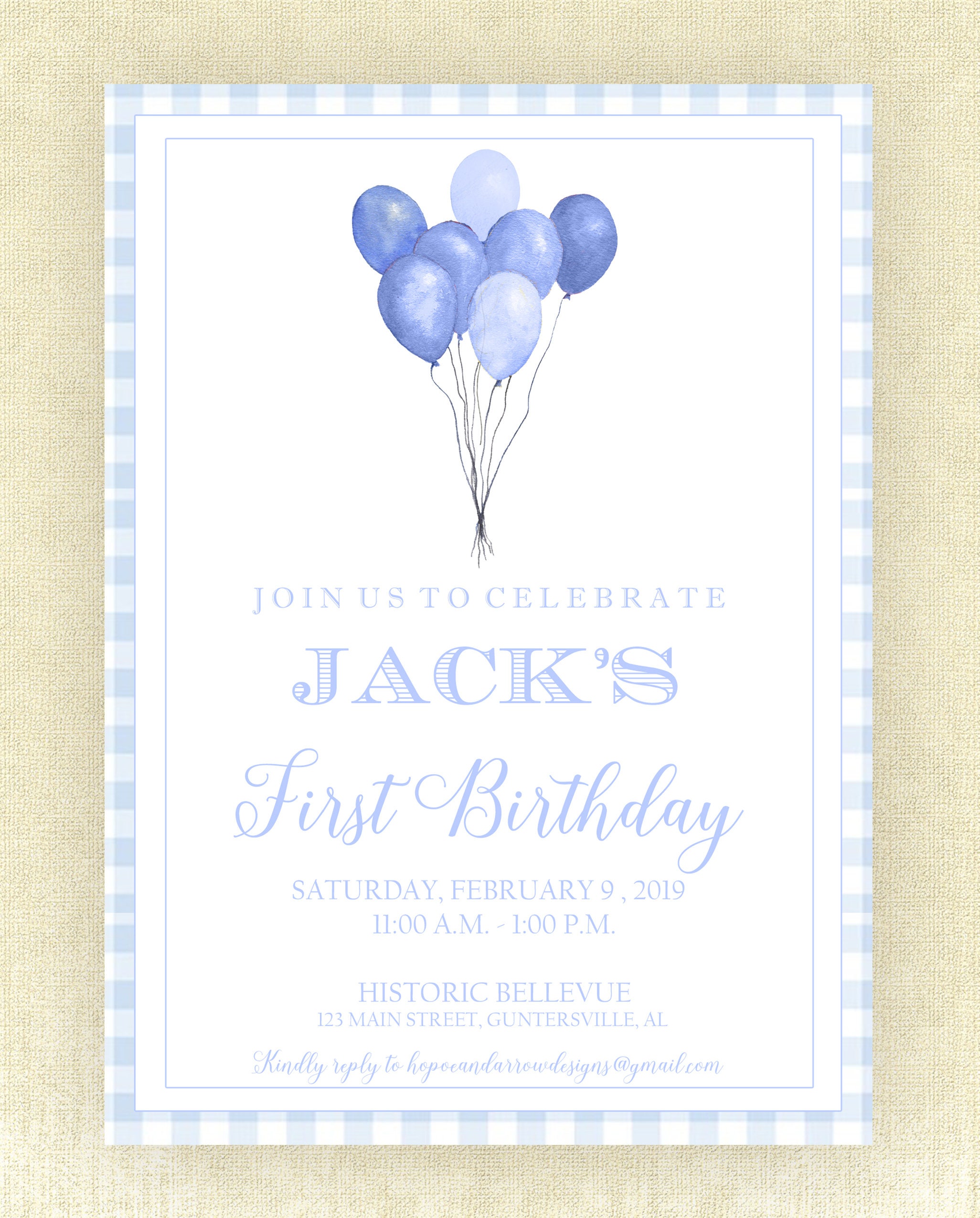 Classic First Birthday Invitation Watercolor Balloon - Etsy